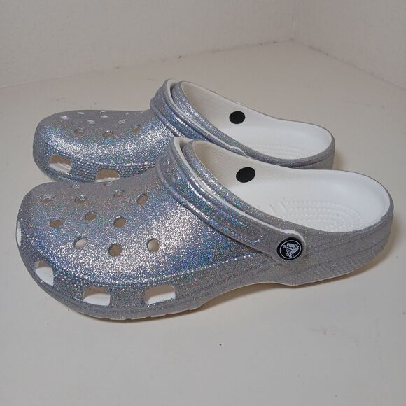 Shoes | New Crocs Classic Silver Glitter Clog Womenunisex New With Tag ...